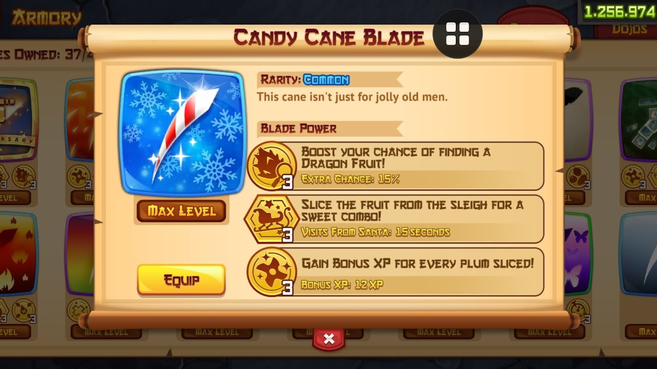 Fruit Ninja - New Blade Powers! Candy Cane Blade! - YouTube