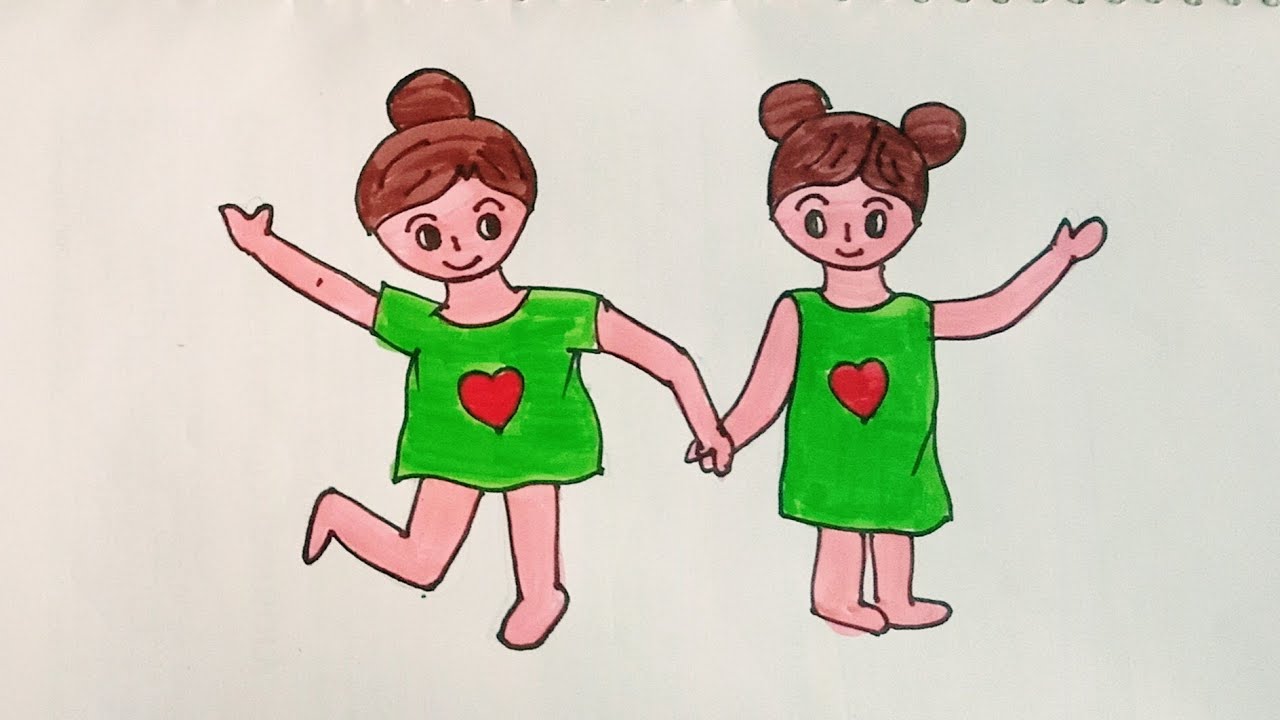 Best friend Drawing Tutorial.. How to Draw Best friend Easily.Two ...