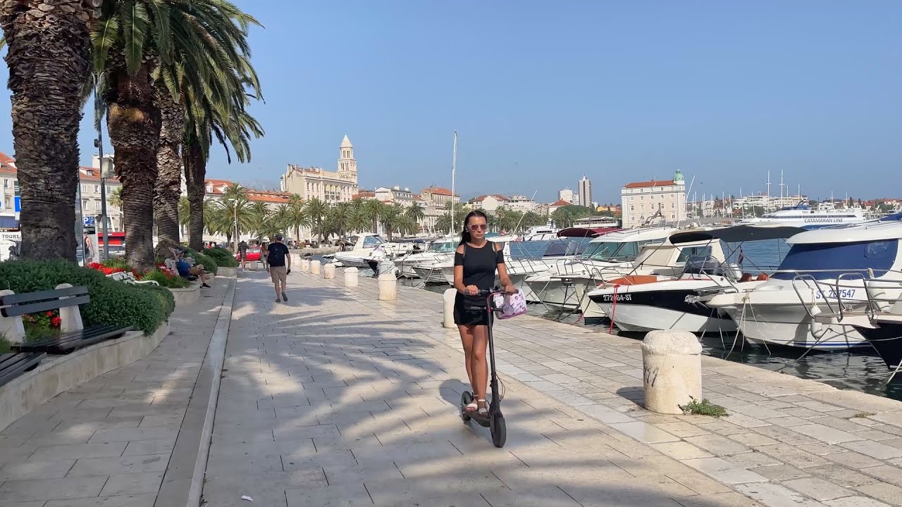 A walk around the Riva promenade in Split | Trip to Croatia 2022 | 4K ...