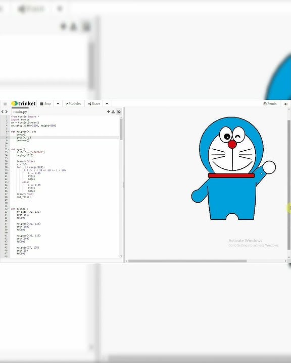 Make Doraemon Using Turtle Module In Python Python Project Using
