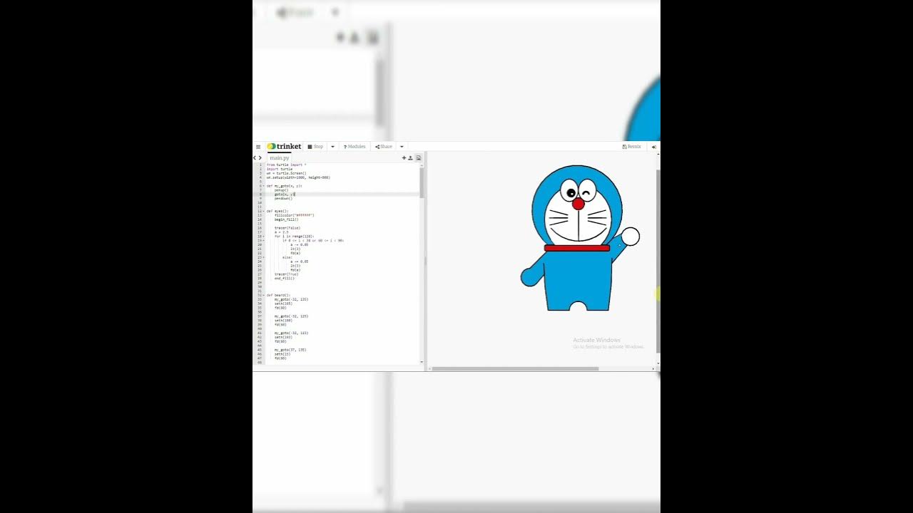 Make Doraemon Using Turtle Module In Python Python Project Using