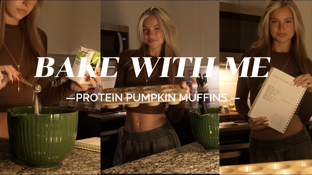 BAKE WITH ME I my famous protein pumpkin muffins - YouTube