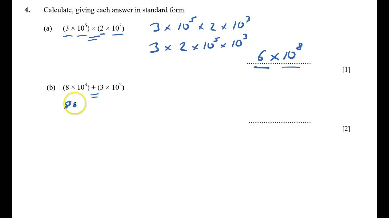 Powers, indices and standard form Q4 - YouTube