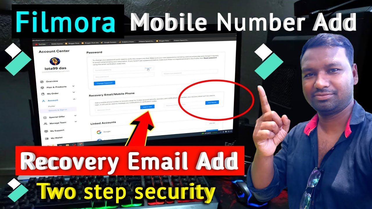 Wondershare Filmora ID Pe Mobile Number Add Details | Wondershare ...