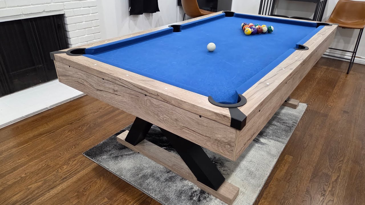 American Legend Kirkwood 84” Billiard Table with Rustic Blond Finish, K ...