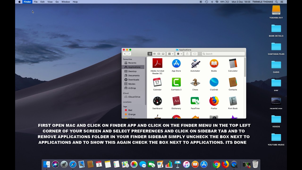 HOW TO REMOVE OR SHOW APPLICATIONS FOLDER IN FINDER SIDEBAR IN MAC OS ...