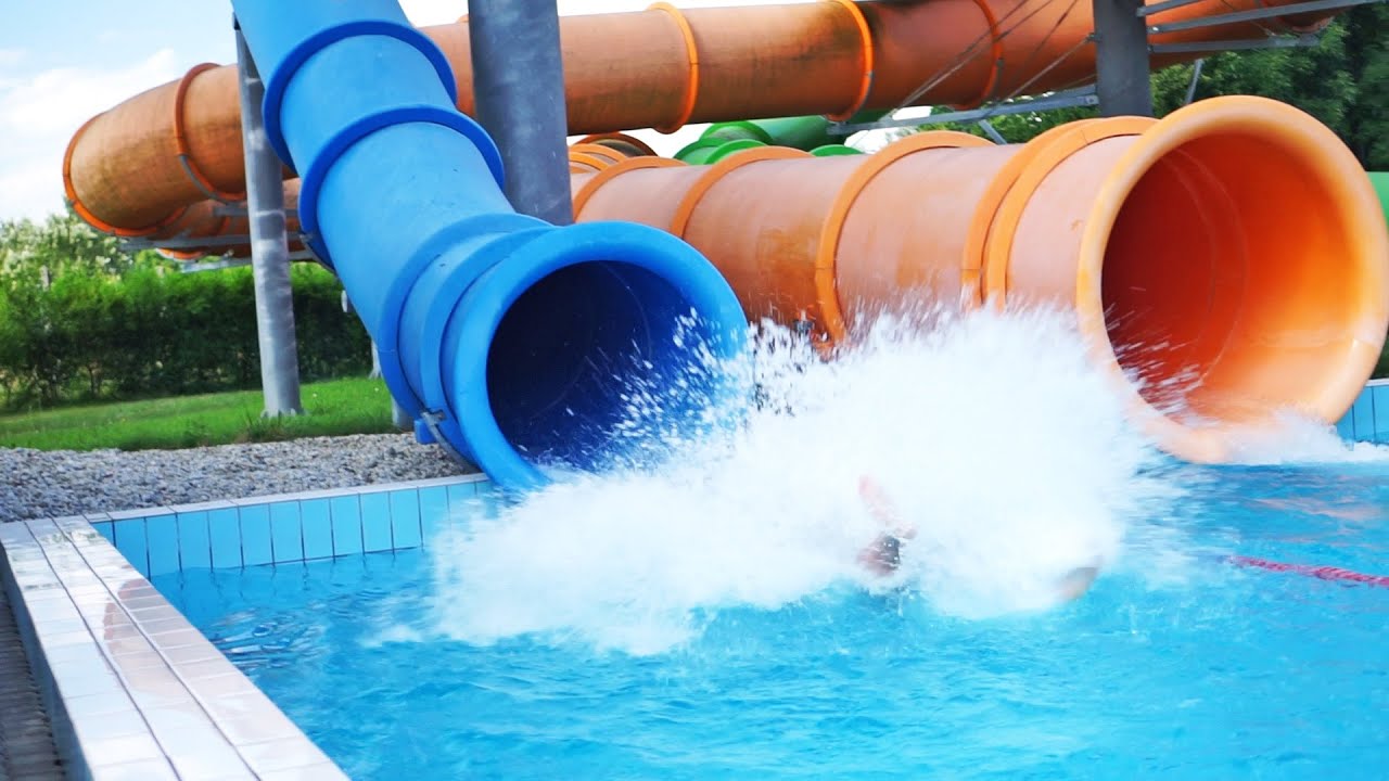 INSANE Blue Speed Water Slide w/ Crazy Drop! | Várkertfürdő - YouTube