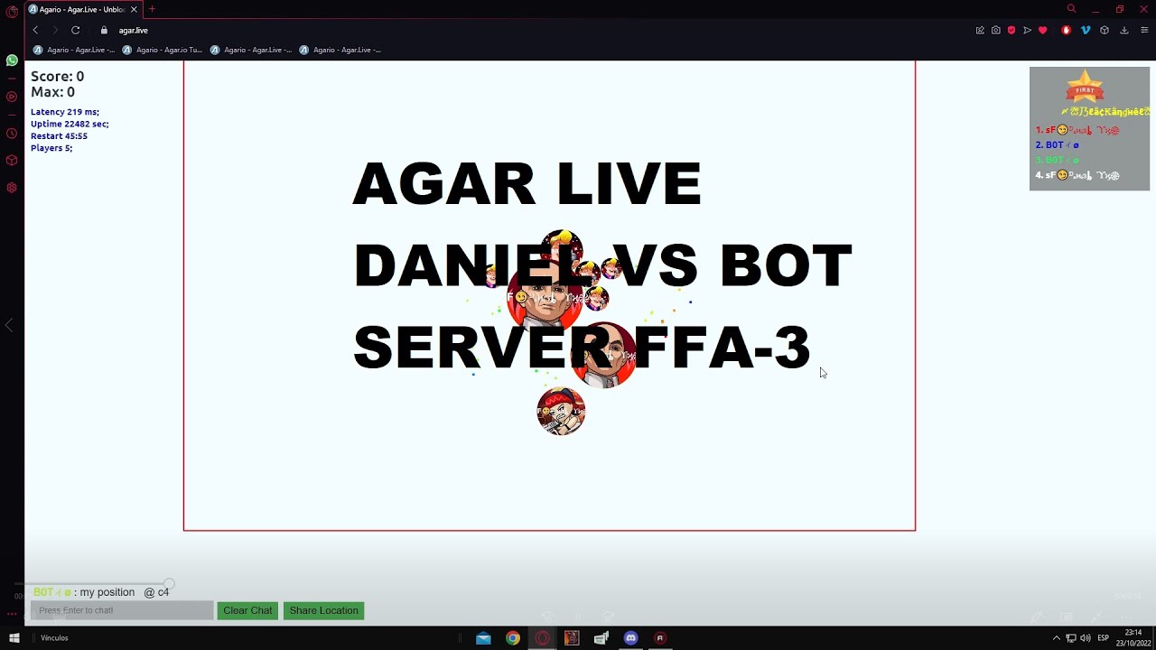 🔴Agar live sF Daniel VS BOT / server FFA-3 🔴 - YouTube