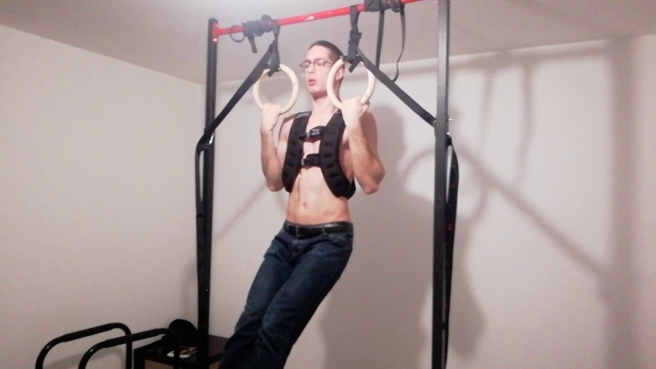 Weighted Ring Pullups 10kg x 6 - YouTube