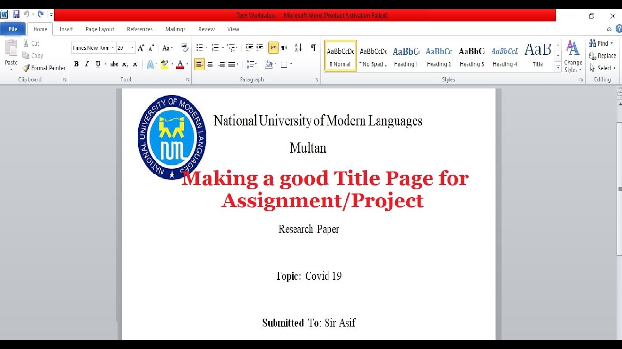How To Make Title Page Title Page Format YouTube how-to-make-title-page-title-page-format-youtube