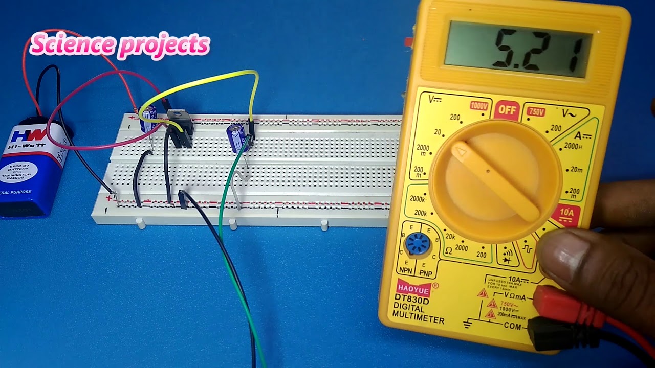 9v to 5v voltage regulator circuit, LM 7805 transistor circuit, voltage ...