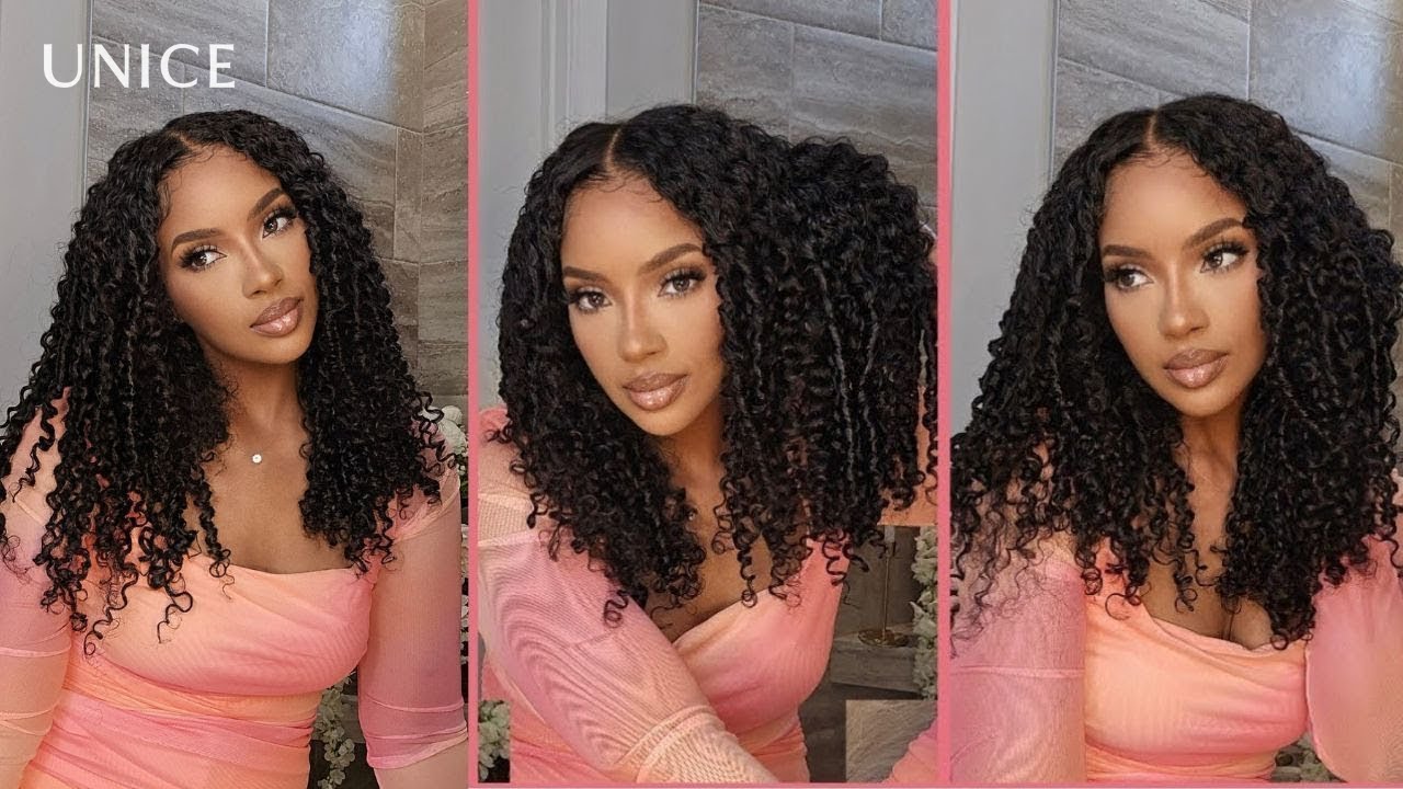 Gorgeous! New Glueless Curly Finger Coil Wig Beginner Friendly Ft UNiCE ...