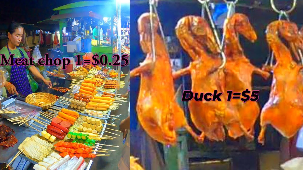 Old Traditional Market Selling Dried Duck And Many Chop Meat On Phsa ...