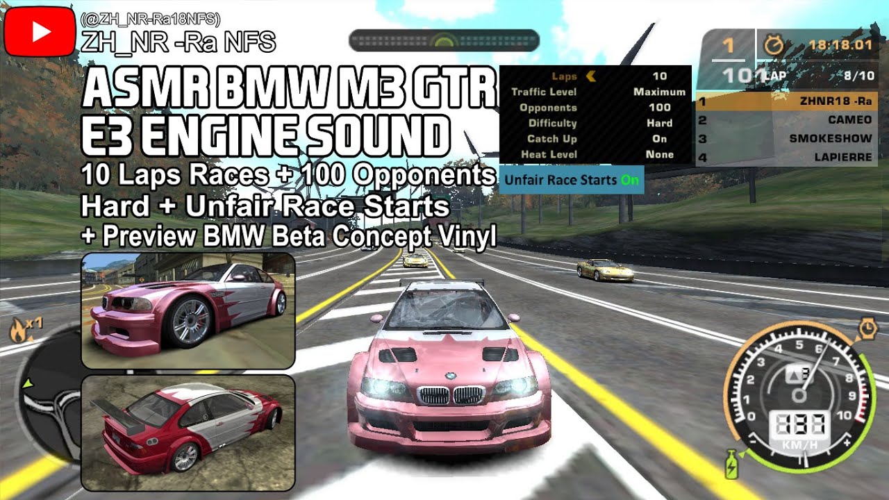 ASMR BMW M3 GTR Beta E3 Engine Sound #NFSMW + Preview [10 Laps + 100 ...