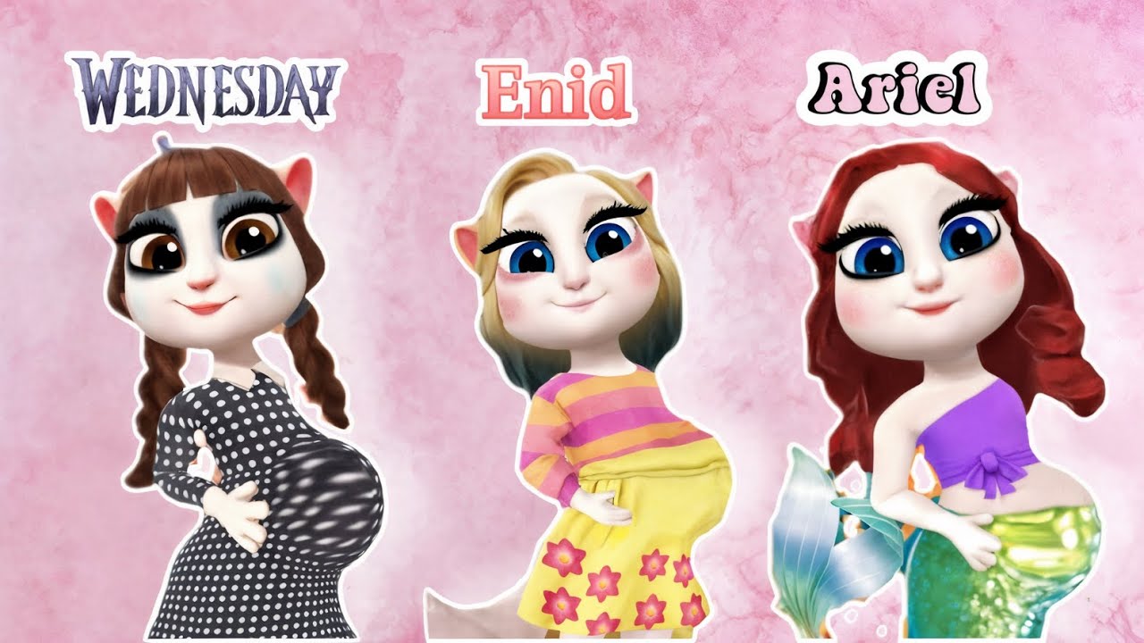 My Talking Angela'm 2 😻 || Pregnancy Wednesday vs Enid and Ariel || New ...