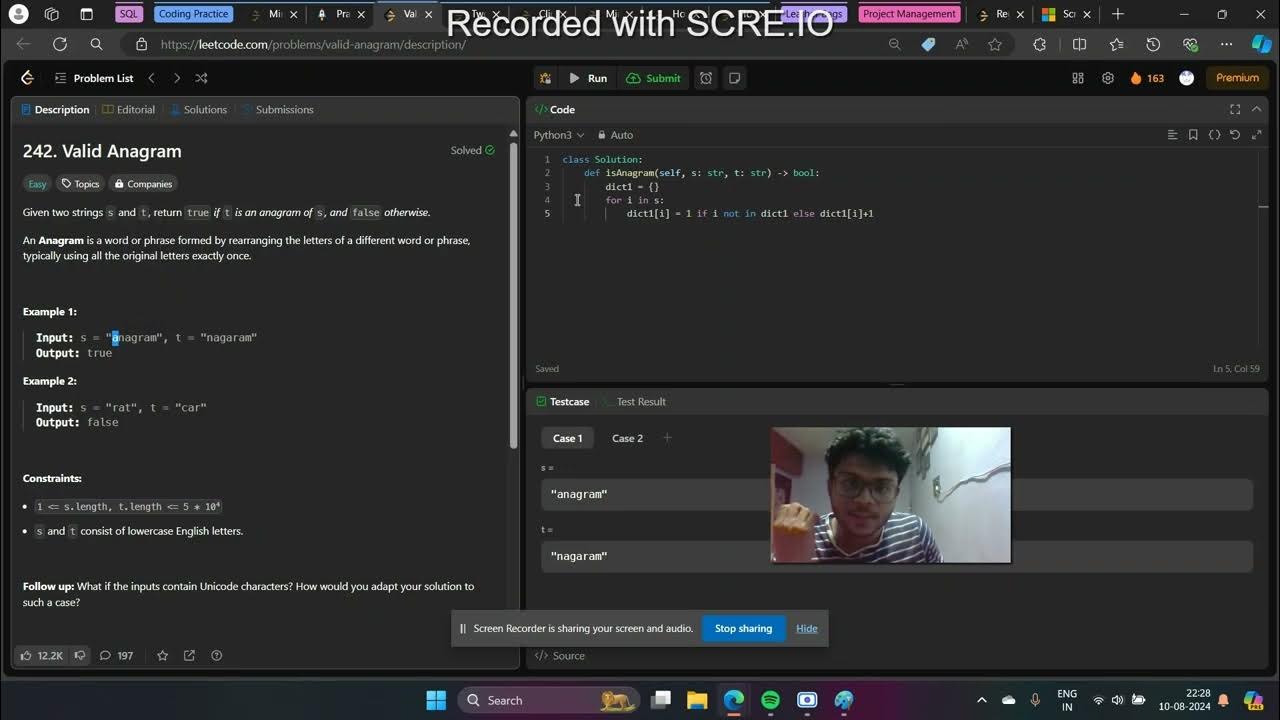 interview practice #2 - Valid Anagrams - YouTube