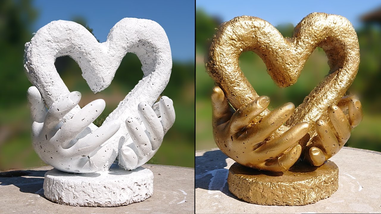 DIY Cement Heart with Gloves | Cement Crafting idea to decorate | Gift ...