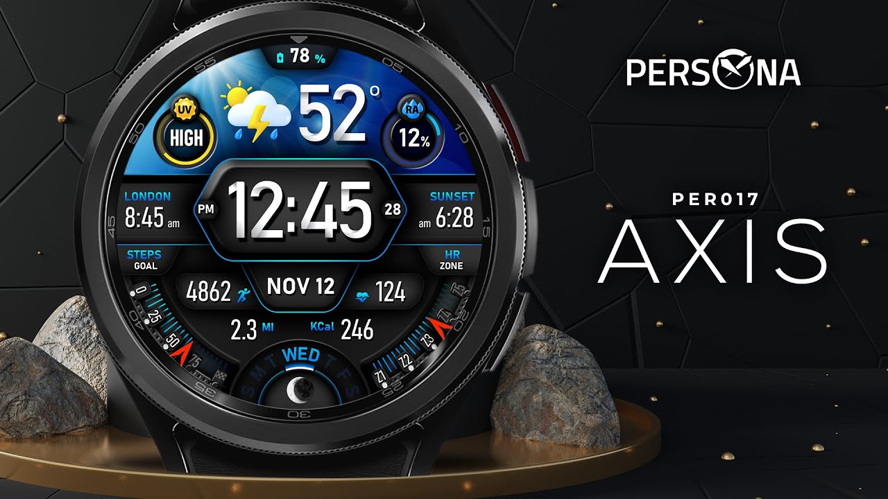 PER017 Axis Digital Watch Face for WaerOS Samsung Galaxy - YouTube