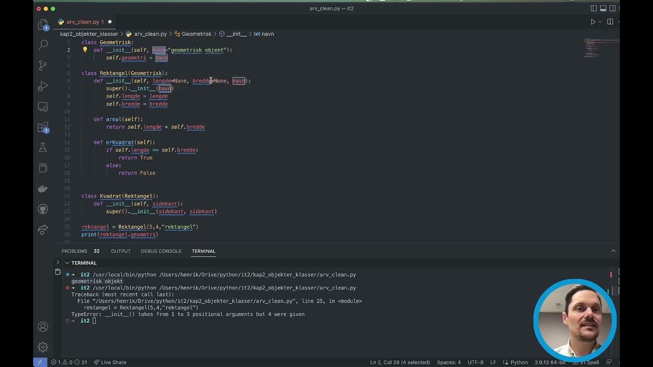 Klasser og arv i python del 2 - YouTube