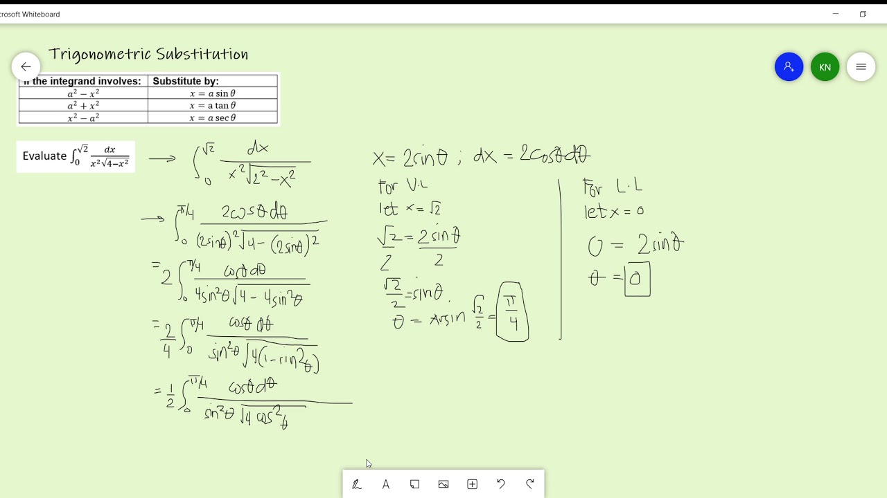Integration by Trigonometric Substitution Example 3/3 - YouTube