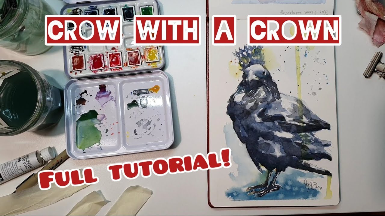 Drawing and Painting a Crow in Loose Watercolor 👑 Step-by-step ART ...