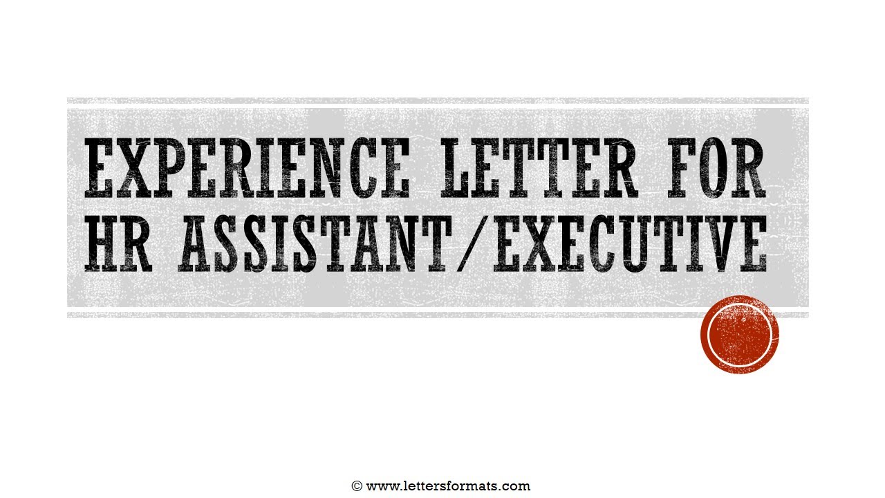 How to Write an Experience Letter for HR Assistant Executive - YouTube