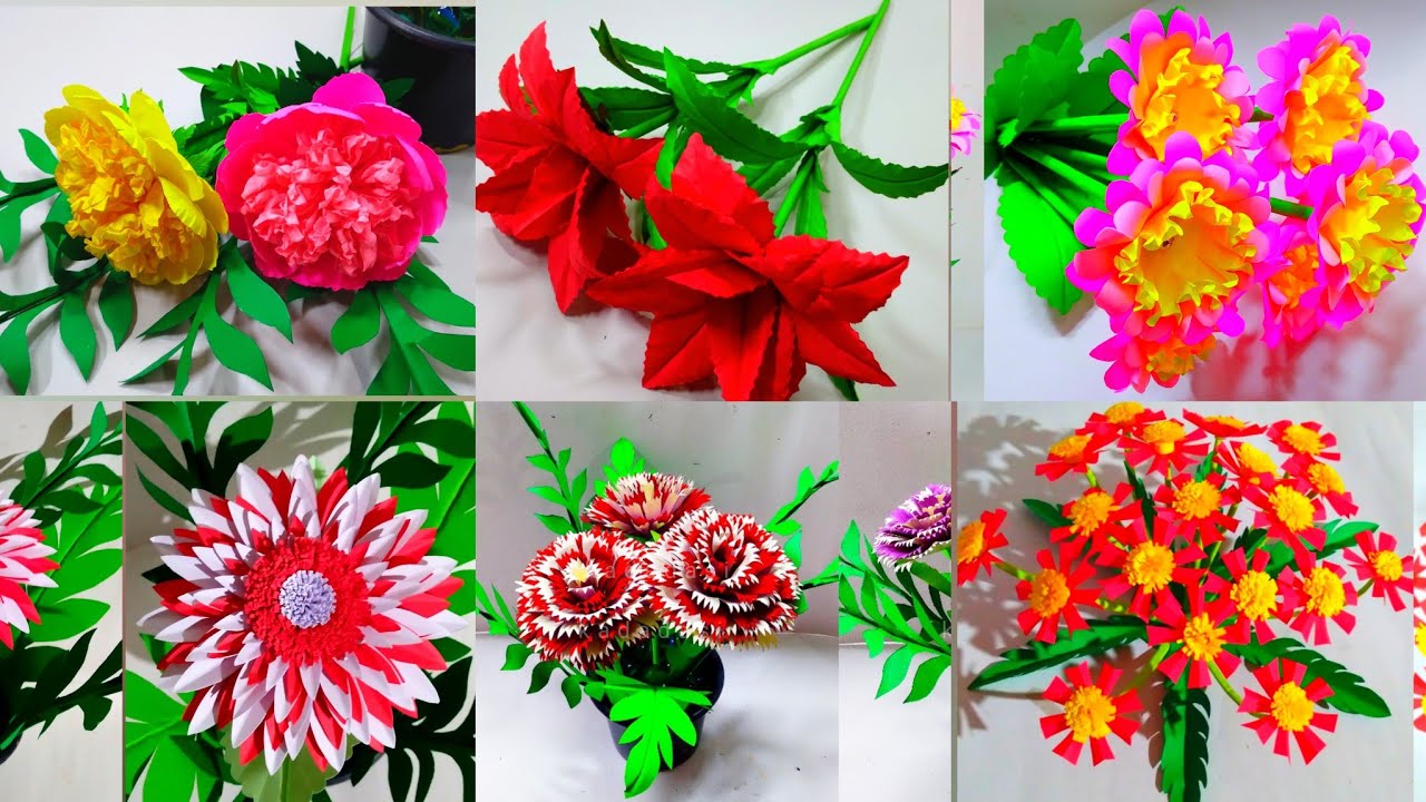 How to make beautiful paper flowers easy / paper flowers / kadadasi mal ...