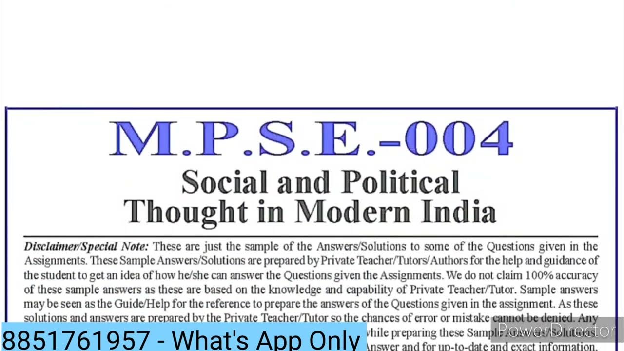 MPSE 004 Solved Assignment 2022-23 | MPSE 004 Solved Assignment 2022-23 English medium | MPSE 04 ...