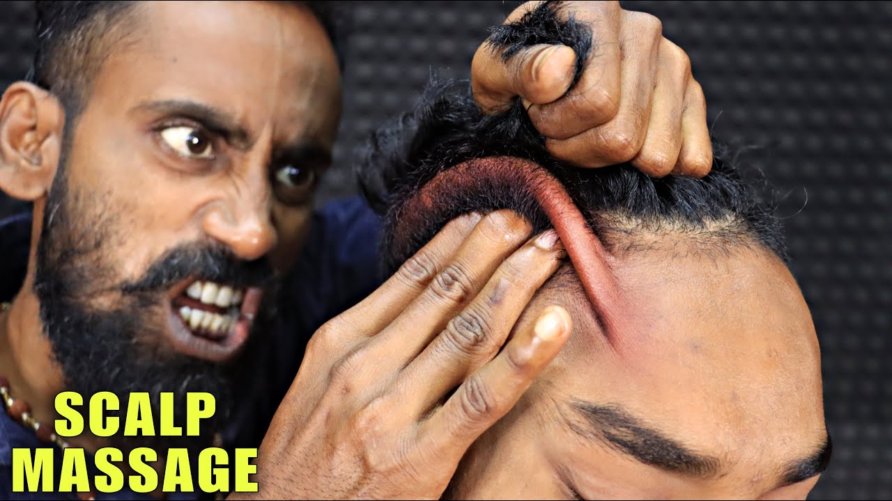 Satisfying Scalp Scratching And Head Massage Neck Cracking Spine