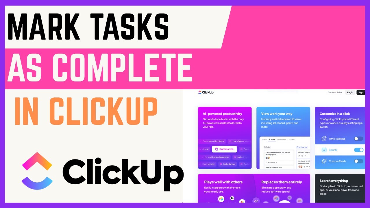 How To Mark Tasks In Progress As Complete In Click Up - YouTube