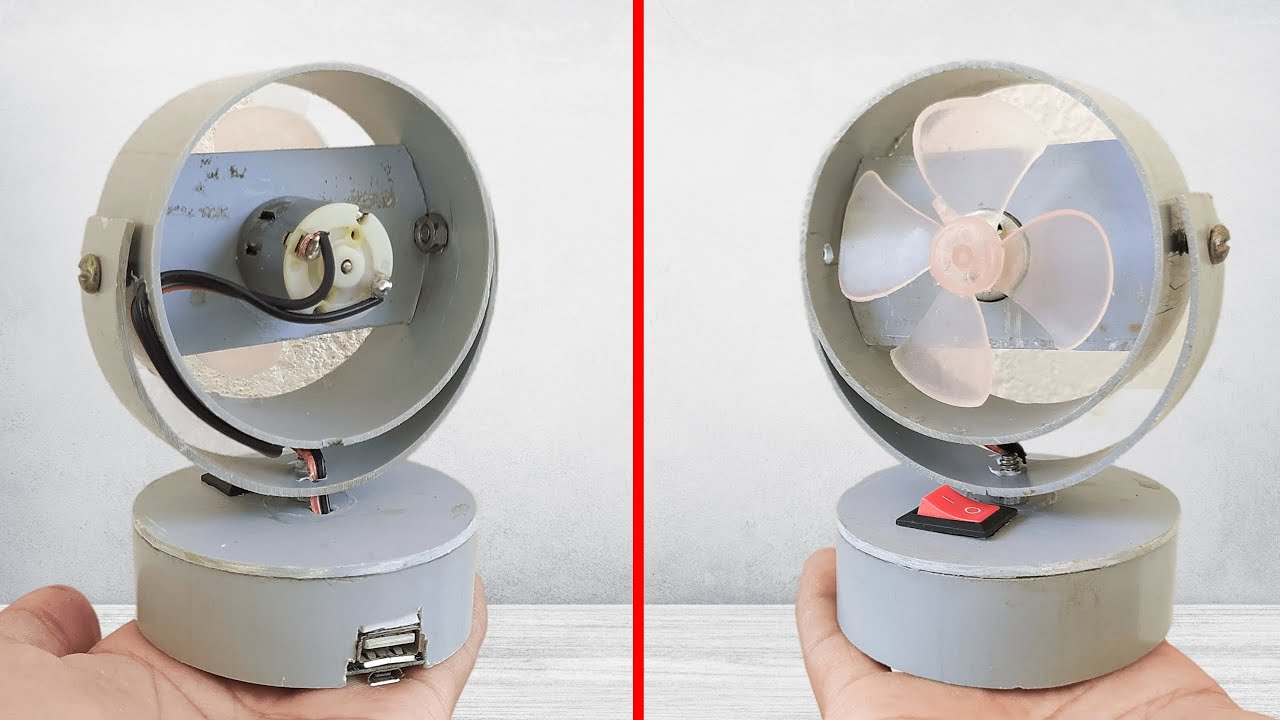 How To Make Rechargeable Rotating Fan With Powerbank | Rounding Fan ...