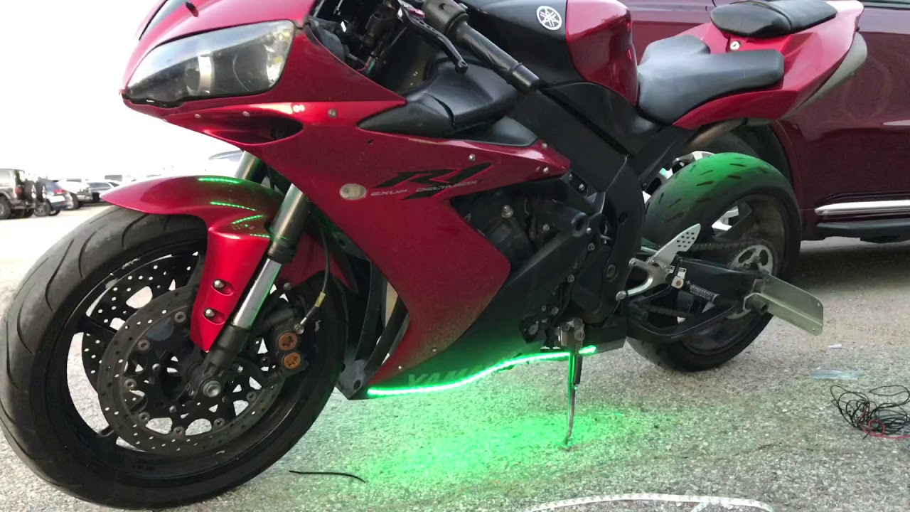 Yamaha r1 with underglow - YouTube