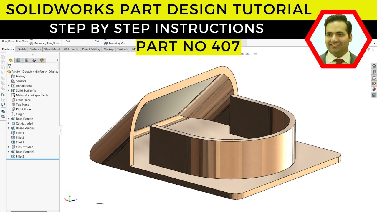Wall-Mounted Bracket Design in SolidWorks | 3D CAD Tutorial | Part No 407 - YouTube