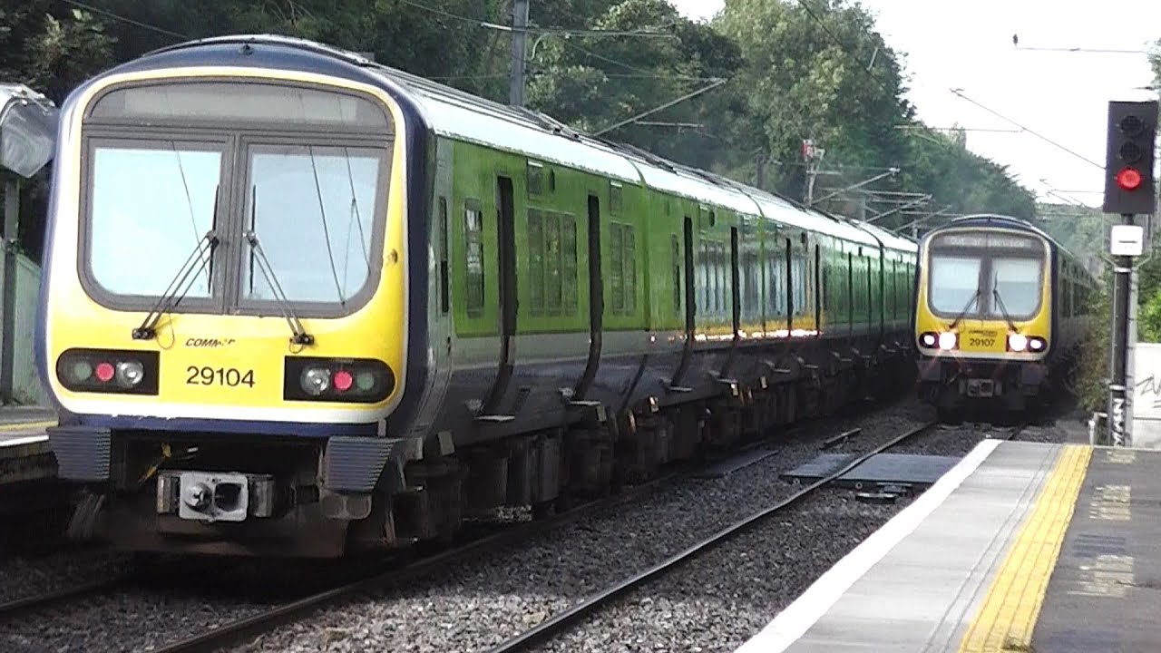 Two IE 29000 Class DMU Trains meet at Raheny Station, Dublin - YouTube