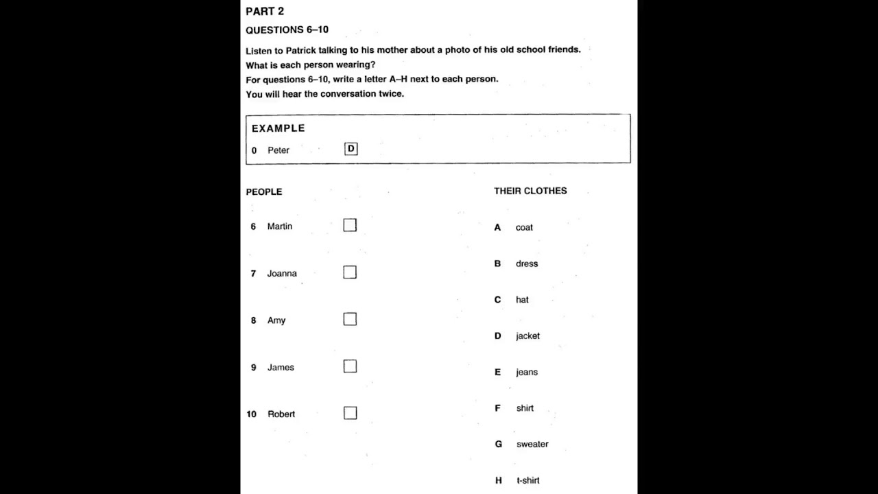 Listening A2, KET 3, Test 3, Part 2 - YouTube