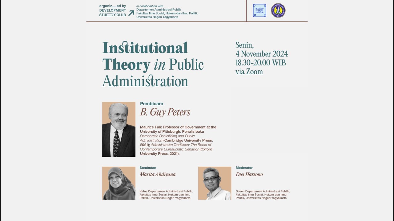 Institutional Theory in Public Administration - B. Guy Peters - YouTube