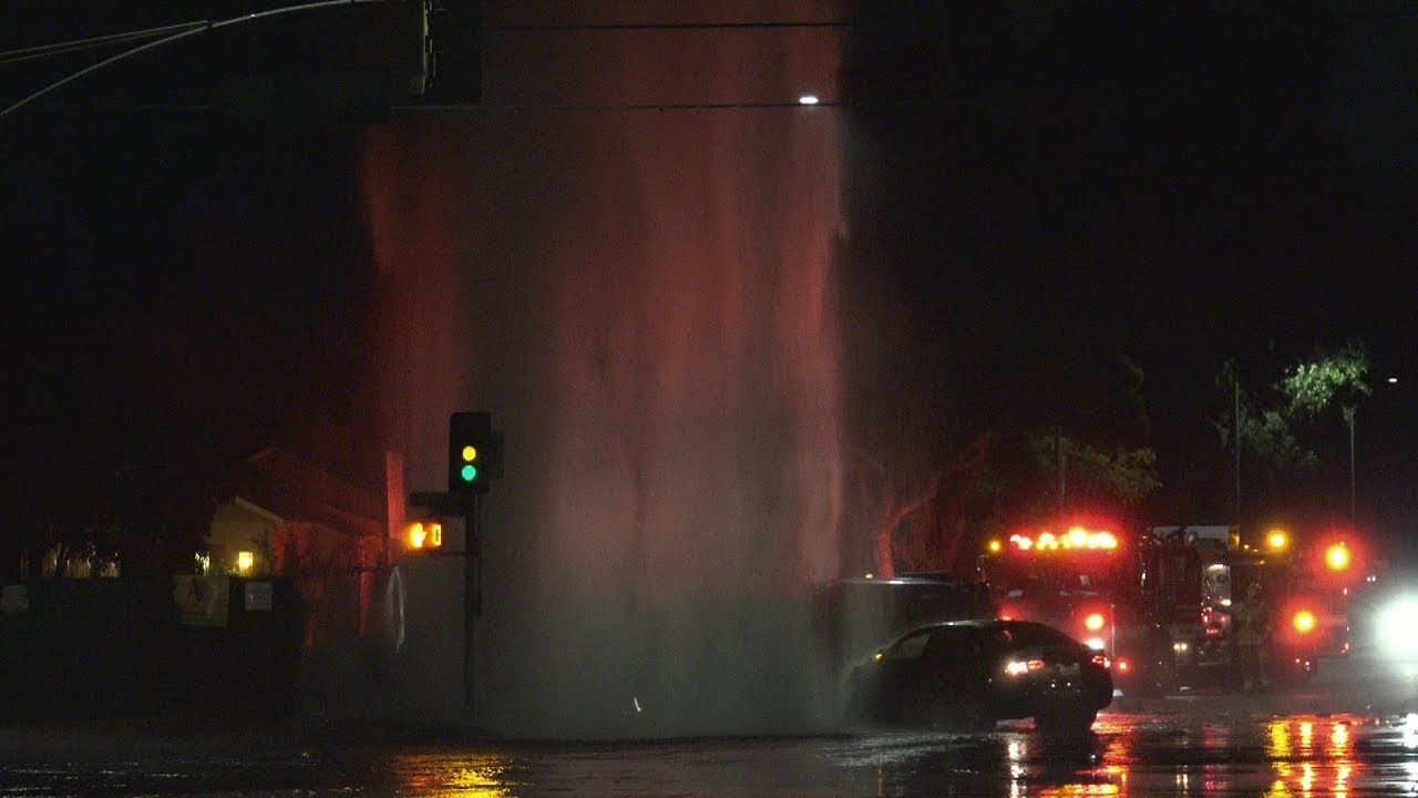 When A Car Hits A Fire Hydrant At Night - YouTube