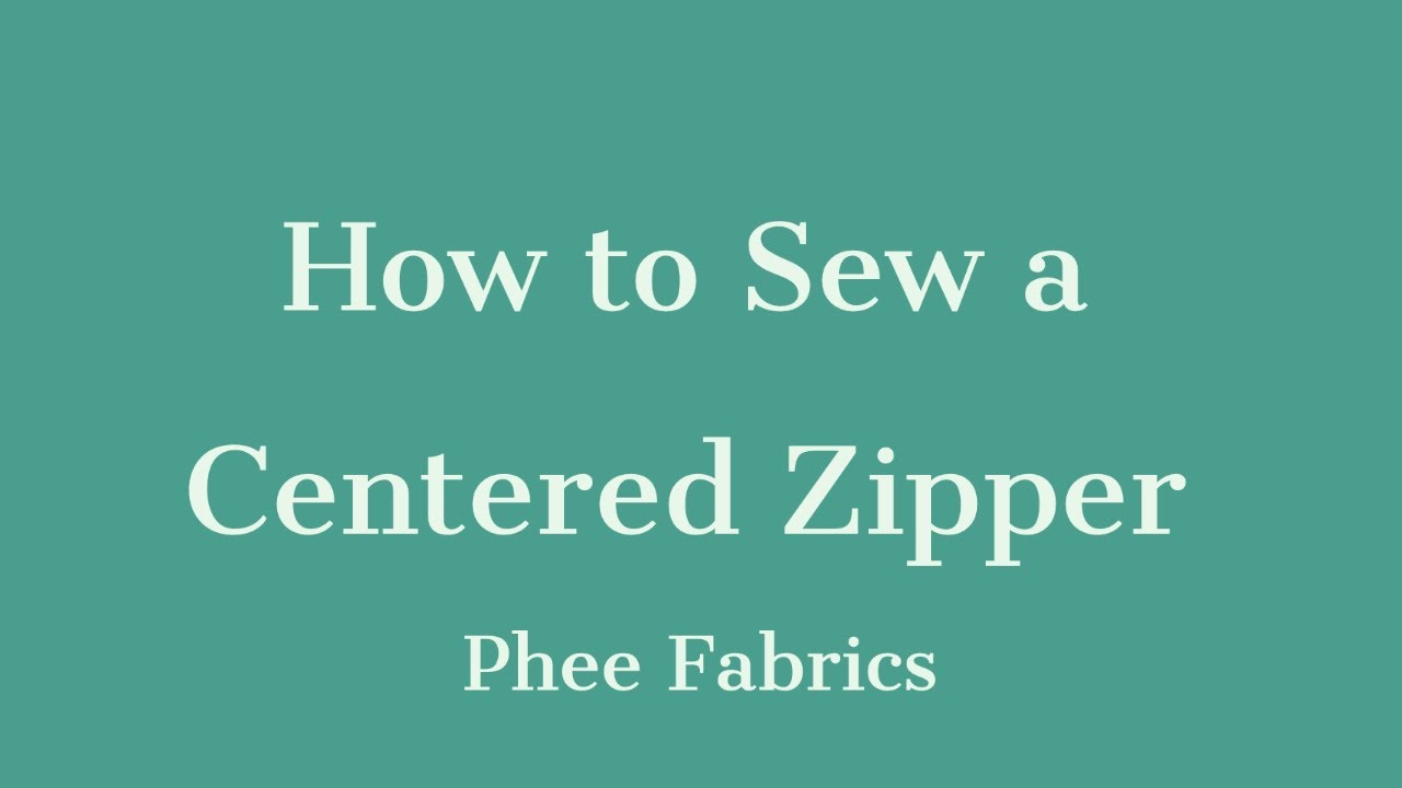 How to Sew a Centered Zipper - YouTube