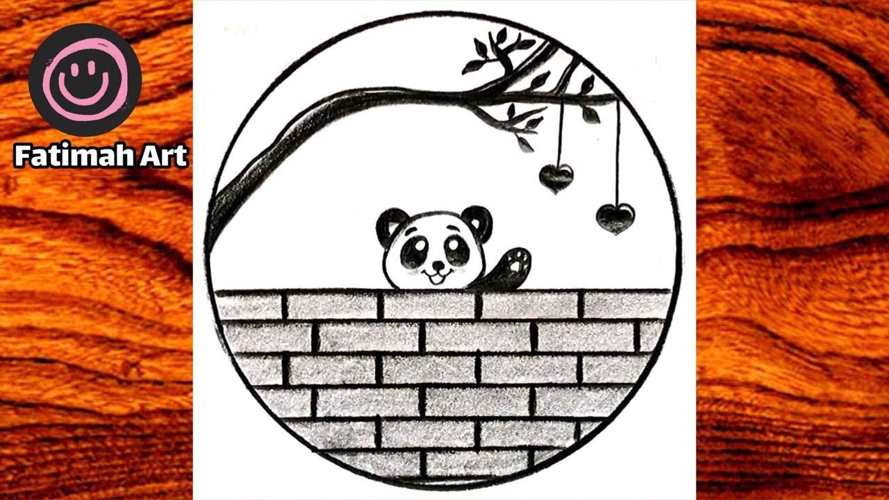 Cute Circle drawing😍 panda drawings😊easy circle drawing😀easy circle ...