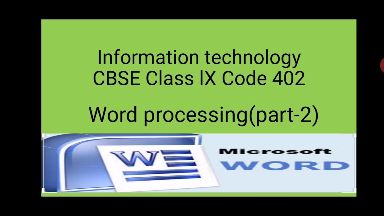 #CBSE class IX code #402 word #processing part-2 - YouTube