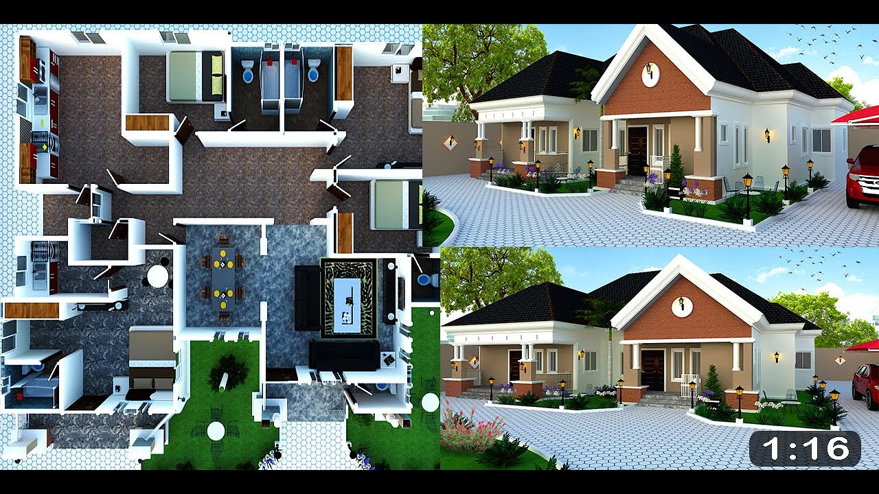 DESIGN. 3bedrooms and a standard selfcon apartment. - YouTube