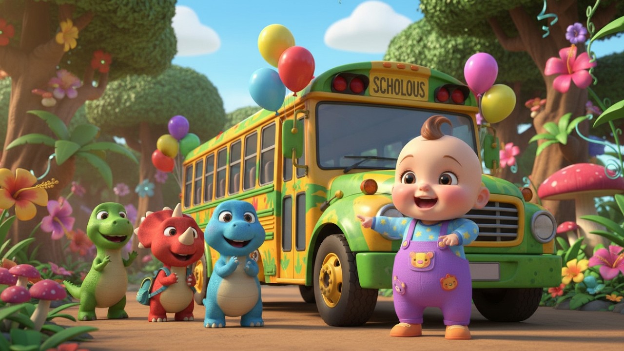 Dinosaur Bus Ride Adventure | kids nursery rhymes | Baby Song, Fun Dino ...