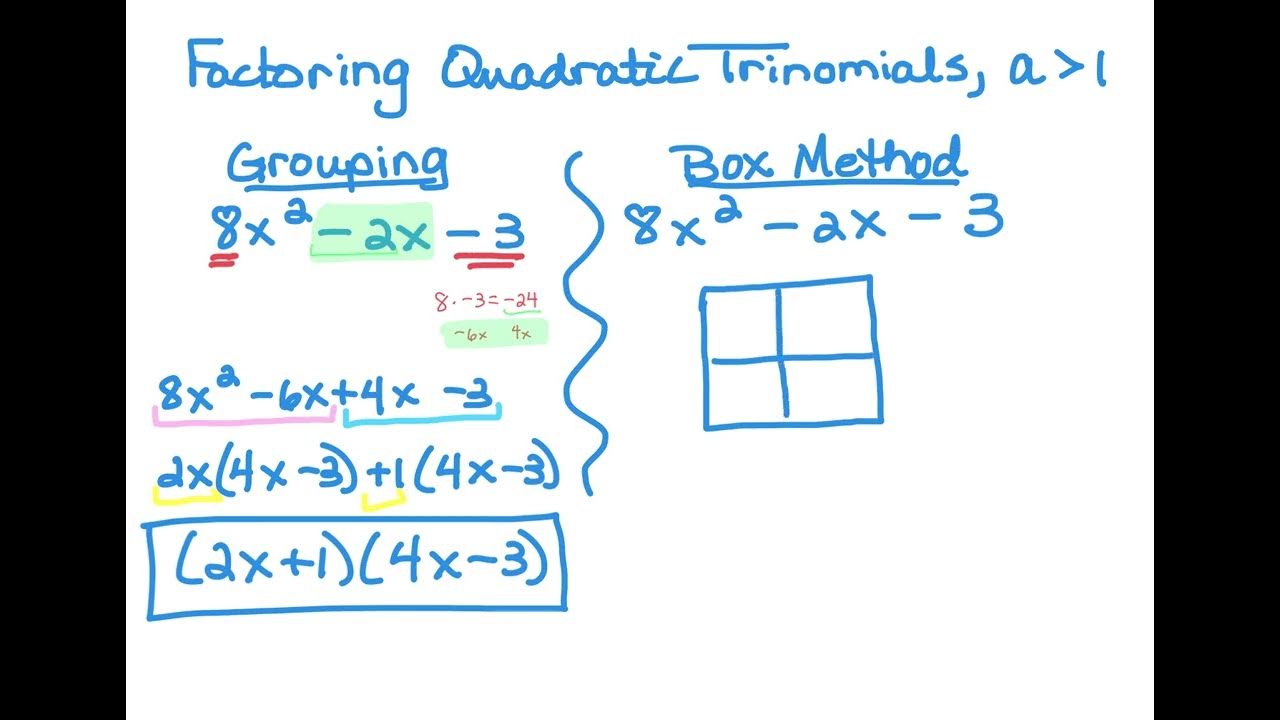 Factoring Quadratic Trinomials, a is greater than 1 - YouTube
