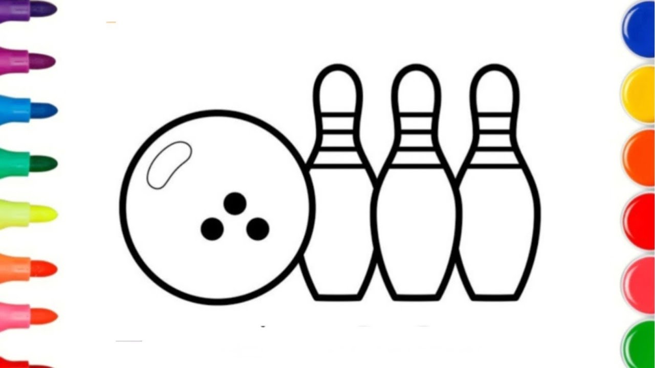 Easy bowling 🎳 drawing, painting, coloring for kids & toddlers - YouTube