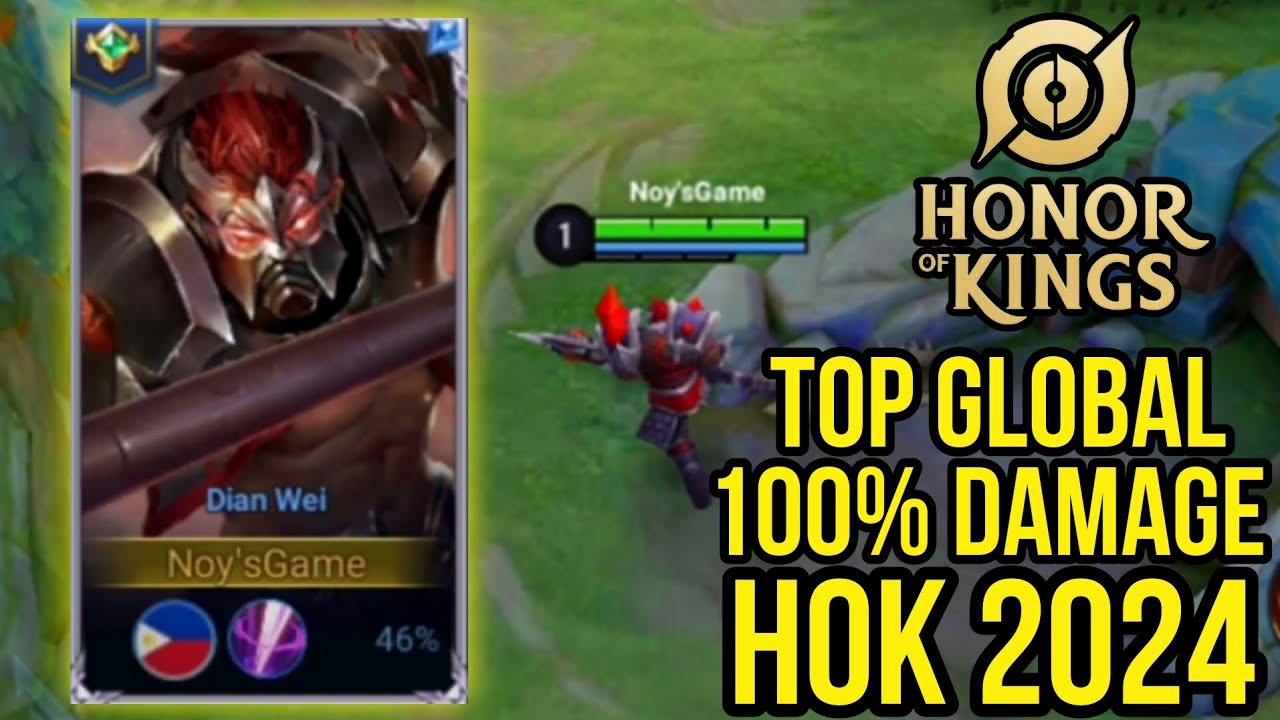 TOP GLOBAL DIAN WIE 100% DAMAGE|HONOR Of KINGS 2024 GAME PLAY - YouTube
