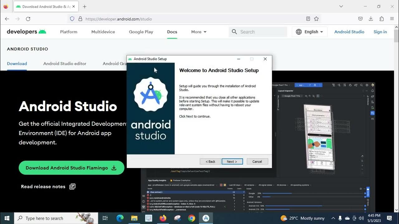 Install android studio stable latest version Flamingo 2022.2.1 on ...