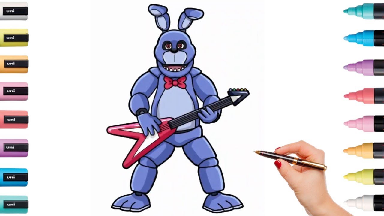 How to Draw Cara Mudah Menggambar BONNIE the Bunny FNAF Five Night At ...