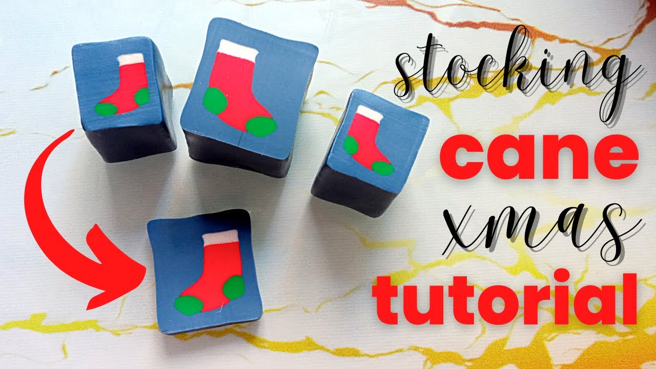 Polymer clay Christmas Stocking cane tutorial | @despinasstudio - YouTube