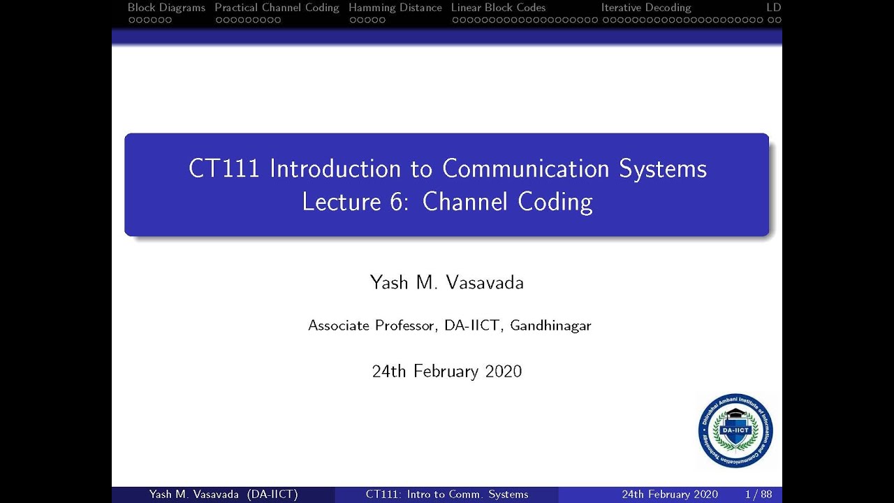 Channel Coding Lecture 9: Message Passing on the Tanner Graph - YouTube