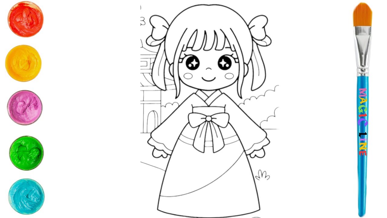 Chinese doll|Cute Chinese doll coloring and drawing| Chinese doll ...